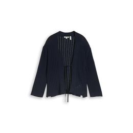 Tom Tailor Damen Cardigan mit Schleifendetail, blau, Uni, Gr. M