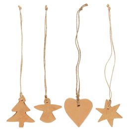 IB Laursen Weihnachtsschmuck Aufh&auml;nger im 4er-Set aus handgefertigtem Ton 0.8 x 5.5 cm, 4er-Set skandinavische Deko Online Shop