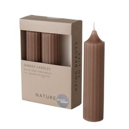 Boltze Dicke Stabkerzen Riffly &Oslash; 3,5 cm, 3er Set 15 cm, &Oslash; 3,5 cm, Taupe skandinavische Deko Online Shop