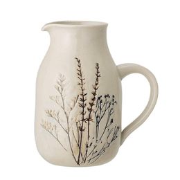 Bloomingville Krug Bea aus Steingut 1500 ml, &Oslash; 12 cm, H&ouml;he 19,5 cm, natur skandinavische Deko Online Shop