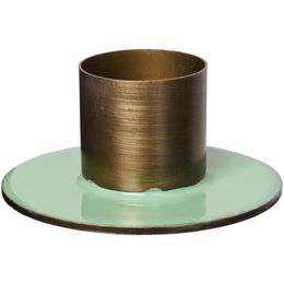 IB Laursen Kerzenhalter f&uuml;r 3,8 cm Stabkerze 2-farbig H&ouml;he 4.2, &Oslash; 9 cm, hellgr&uuml;n skandinavische Deko Online Shop