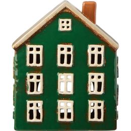 IB Laursen Keramikh&auml;uschen f&uuml;r Teelicht Nyhavn gr&uuml;n 14.7 x 9.1 x 18 cm skandinavische Deko Online Shop