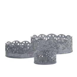 Chic Antique Kerzentablett mit Blumenkante 3er Set H3,5/&Oslash;10 cm, antik zink skandinavische Deko Online Shop
