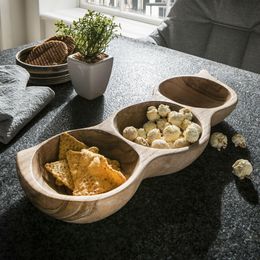 Faktorei Teakholz Natur Schale dreigeteilt ca 30 cm breit skandinavische Deko Online Shop