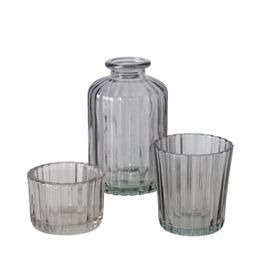 Boltze Windlicht Tolka, 3er-Set grau skandinavische Deko Online Shop