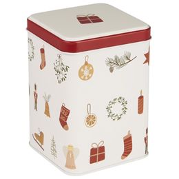 IB Laursen Dose mit Weihnachtsmotiven viereckig 8.7 x 8.7 x 12.5 cm skandinavische Deko Online Shop