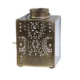 Chic Antique Laterne mit Muster gold H14,5/L10/W10 cm, gold skandinavische Deko Online Shop