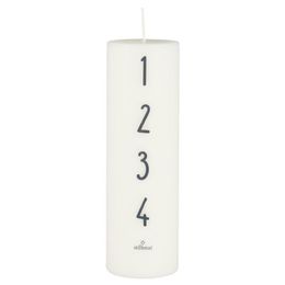 IB Laursen Adventkerze 1-4 wei&szlig; mit Zahlen H&ouml;he 20 cm, &Oslash; 6 cm, graue Zahlen skandinavische Deko Online Shop