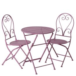 Boltze Bistro Tisch mit 2 St&uuml;hle Clarissa &Oslash; 60 cm, violett skandinavische Deko Online Shop