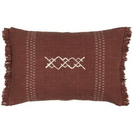 IB Laursen Kissenbezug Safi mit Stickerei und Fransen 60 x 40 cm, rost skandinavische Deko Online Shop