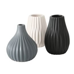 Boltze Vase Wilma 3er Grau, Schwarz, Wei&szlig; skandinavische Deko Online Shop