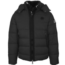Plein Sport gepolsterte schwarze Jacke mit kleinem kreisformigen Logo