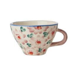 Rice Keramik Teetasse mit Handgemalten Blumen 150 ml &Oslash; 10 cm, H:7 cm skandinavische Deko Online Shop