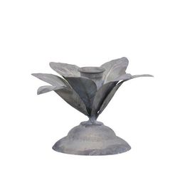 Chic Antique Kerzenst&auml;nder mit Bl&uuml;te H9 x &Oslash;12 cm, antique zink skandinavische Deko Online Shop