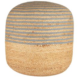 IB Laursen Fu&szlig;hocker aus Jute mit blauen Streifen Blau, 40 x 40 x 40 cm