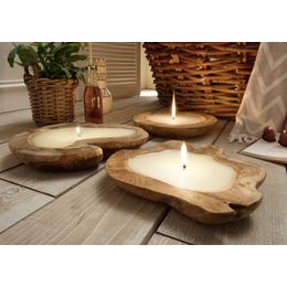 Faktorei Kerze in Teakholzschale natur ca. 30 cm skandinavische Deko Online Shop