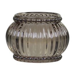 Chic Antique Teelichthalter mit Rillen & Perlenkante mokka H5/&Oslash;6 cm, mokka skandinavische Deko Online Shop