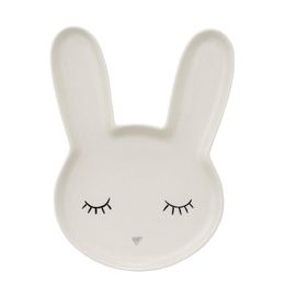 Bloomingville Teller Smilla Hase aus Steingut 24 x 17 x 2 cm, weiss skandinavische Deko Online Shop