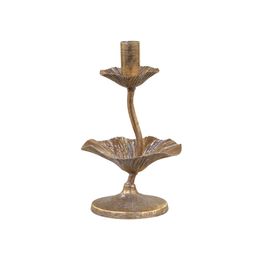 Chic Antique Kerzenst&auml;nder mit Blattdekoration &Oslash;12,5 x H20 cm, antik messing skandinavische Deko Online Shop