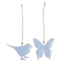 IB Laursen H&auml;ngefiguren Vogel und Schmetterling 2er 8x0,5x8,3 cm, hellblau skandinavische Deko Online Shop