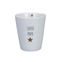 Krasilnikoff Happy Mug Becher Super &Oslash;8,7 x H10cm, Super Papa, weiss skandinavische Deko Online Shop