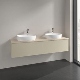 Villeroy & Boch Villeroy und Boch Antao Waschtisch-Unterschrank K39153HJ 160x36x50cm, Hahnlochbohrung, Waschbeckenplattenfarbe botticino, silk grey matt lacquer