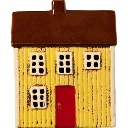IB Laursen Teelichthaus Visby gelb mit roter T&uuml;r 14 x 7.5 x 17 cm skandinavische Deko Online Shop