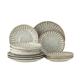 Bloomingville Fleur Geschirrset aus Steingut 4 x 3 Teller skandinavische Deko Online Shop