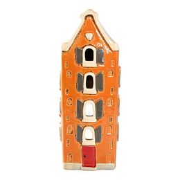 Det Gamle Apotek Lichthaus Keramikhaus altes Stadthaus orange 9,5 x 9 x 25 cm skandinavische Deko Online Shop