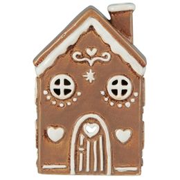 IB Laursen Keramikhaus Lichthaus Stillenat Lebkuchen Look 10 x 8.2 x 15.5 cm skandinavische Deko Online Shop