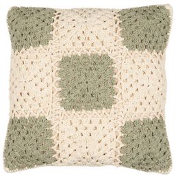 IB Laursen Kissenbezug geh&auml;kelt mit Karomuster 50 x 50 cm skandinavische Deko Online Shop