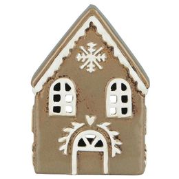 IB Laursen Keramik Lebkuchenhaus Teelichthaus Stillenat Schneekristall 10 x 8.3 x 15.5 cm skandinavische Deko Online Shop