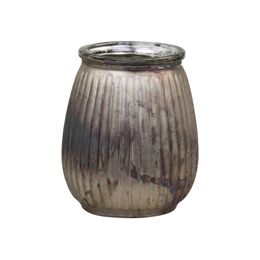 Chic Antique Teelichthalter mit Rillen aus Glas H11/D9 cm, antik bronze skandinavische Deko Online Shop