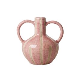 Rice Handbemalte Keramik Vase Hellrosa H&ouml;he 15, &Oslash; 14.5 cm, Rosa skandinavische Deko Online Shop