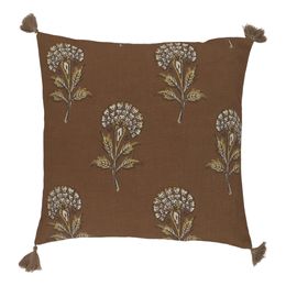 Chic Antique Aix Kissenbezug Blumenmotiv mit Quasten L50/B50 cm, Dunkelbraun skandinavische Deko Online Shop