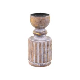 Chic Antique Kerzenhalter aus Mangoholz mit Spie&szlig; &Oslash;9 x H20,5 cm, antik natur skandinavische Deko Online Shop
