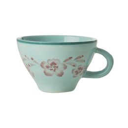 Rice Keramik Teetasse Handbemalt Blume Mint 150 ml &Oslash; 10 cm, H:7 cm skandinavische Deko Online Shop