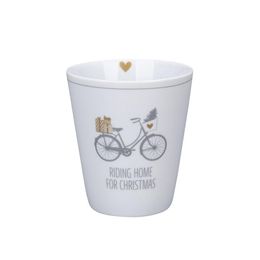 Krasilnikoff Happy Mug Becher Riding Home for Christmas &Oslash;8,7 x H10cm, weiss skandinavische Deko Online Shop