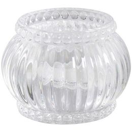 Chic Antique Teelichthalter mit Nuten und Perlenkante D6/H5 cm, durchsichtig skandinavische Deko Online Shop