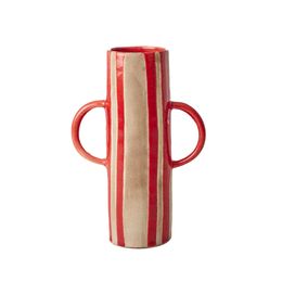 Rice Keramik Vase Rote Streifen H&ouml;he 22.5, &Oslash; 7 cm, Rot skandinavische Deko Online Shop