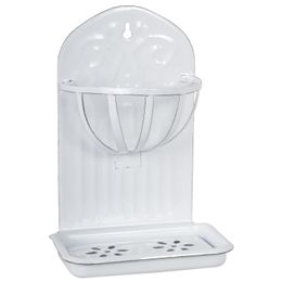 IB Laursen Seifenschale mit Korb Emaille 15 x 9 x 21,5 cm, Weiss skandinavische Deko Online Shop