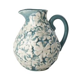 Rice Gro&szlig;er Keramik Krug mit Blaue Blumen H&ouml;he 27, &Oslash; 26 cm, Blau skandinavische Deko Online Shop