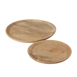 Boltze Holz Teller Tablett Maino 2-teilig H2,5/&Oslash;26-35 cm, natur skandinavische Deko Online Shop