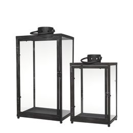 Chic Antique Laterne 2er Set aus Metall H55/L29/B22 cm, schwarz skandinavische Deko Online Shop