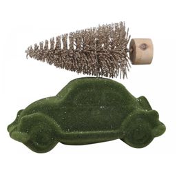 Chic Antique Autofigur mit Velours Weihnachtsbaum H6,5/L8,5/B4 cm, moosgr&uuml;n skandinavische Deko Online Shop