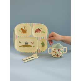Rice Melamin Baby-Geschirrset Cr&egrave;me Sweet Jungle Print 4-Teilig, L:25 cm, B:11 cm, H:22 cm skandinavische Deko Online Shop
