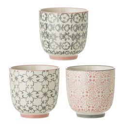 Bloomingville C&eacute;cile Becher klein, Rose, Steingut 3er-Set &Oslash; 7 x H7 cm, 3er-Set skandinavische Deko Online Shop