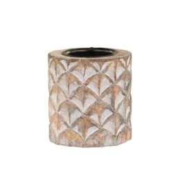 Chic Antique Teelichthalter Mangoholz mit Muster H8 x &Oslash;7 cm, antique natur skandinavische Deko Online Shop
