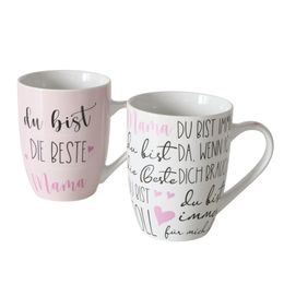 Boltze Becher beste Mama, 2er Set 11 cm, Hellrosa, Schwarz, Wei&szlig; skandinavische Deko Online Shop