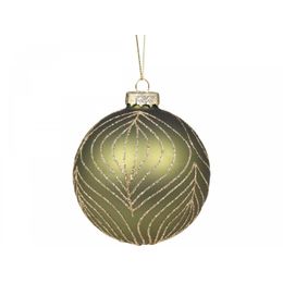 Chic Antique Weihnachtskugel Blatt mit Goldmuster &Oslash;8 cm, moosgr&uuml;n skandinavische Deko Online Shop